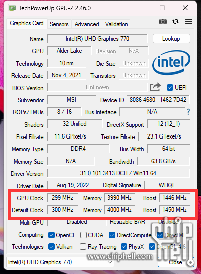 UHD770的频率为什么和GPUZ默认频率对不上？？ - 电脑讨论(新) - Chiphell - 分享与交流用户体验