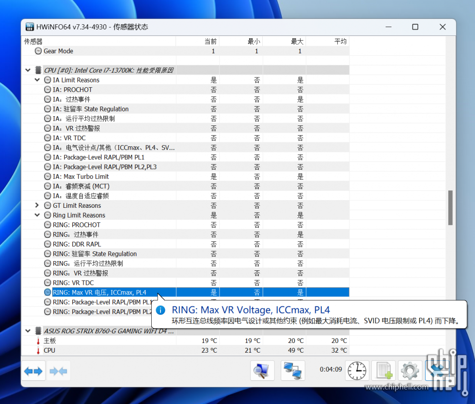 请问137K在B760吹雪上降压跑分为啥监测软件会有这个提示 - 电脑讨论(新) - Chiphell - 分享与交流用户体验